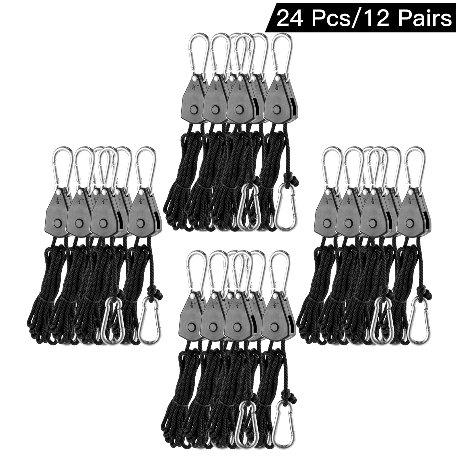VEVOR Grow Light Rope 12Pair, Heavy Duty Adjustable Rope Clip Hanger 1/ ...