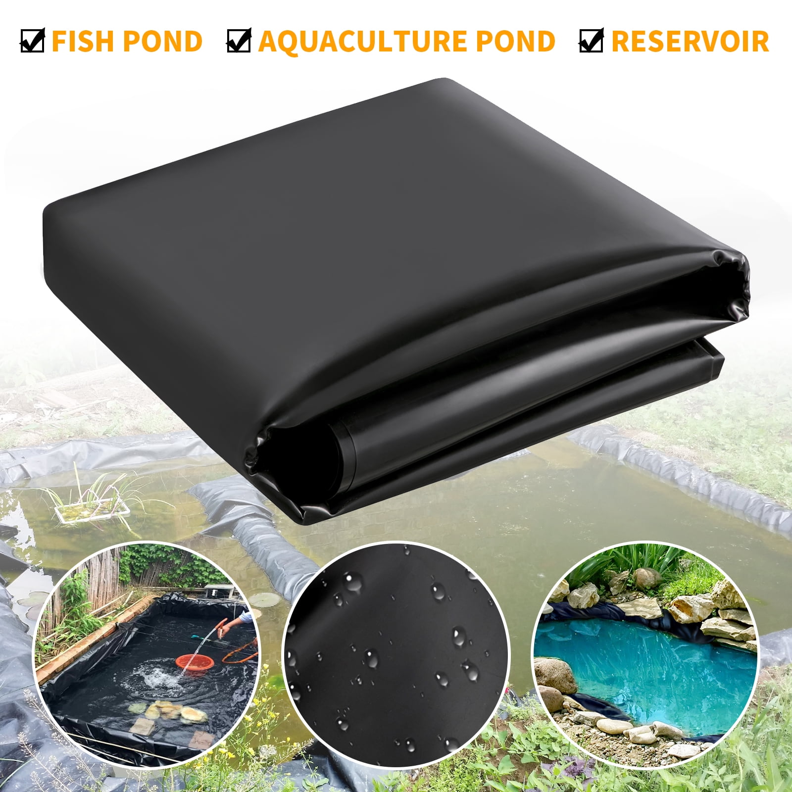 VEVOR HDPE Pond Liner 16.4x19.7ft 20 Mil for Water Garden, Fish Pond ...