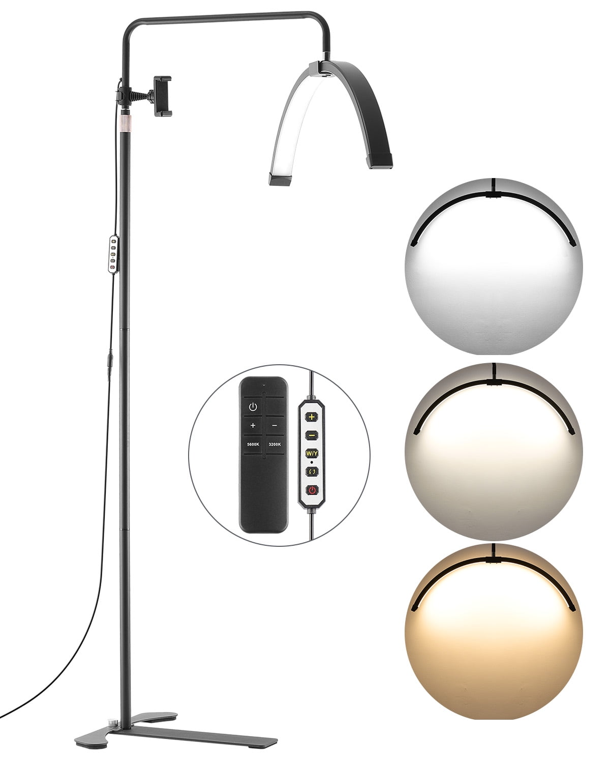 VEVOR Half Moon Light for Esthetician, 26 inch Dimmable LED Floor Lamp ...