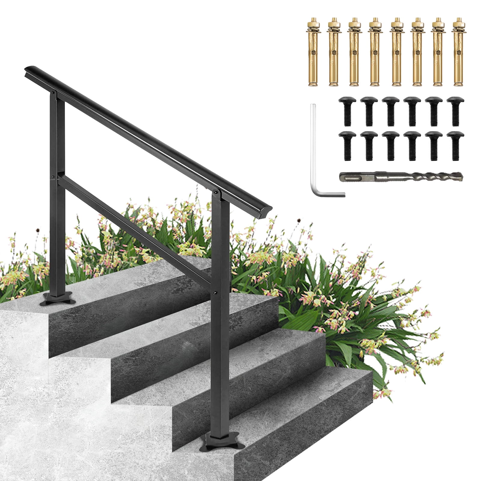VEVOR Handrail Outdoor Stairs 47.6 X 35.2 Inch Outdoor Handrail Outdoor ...