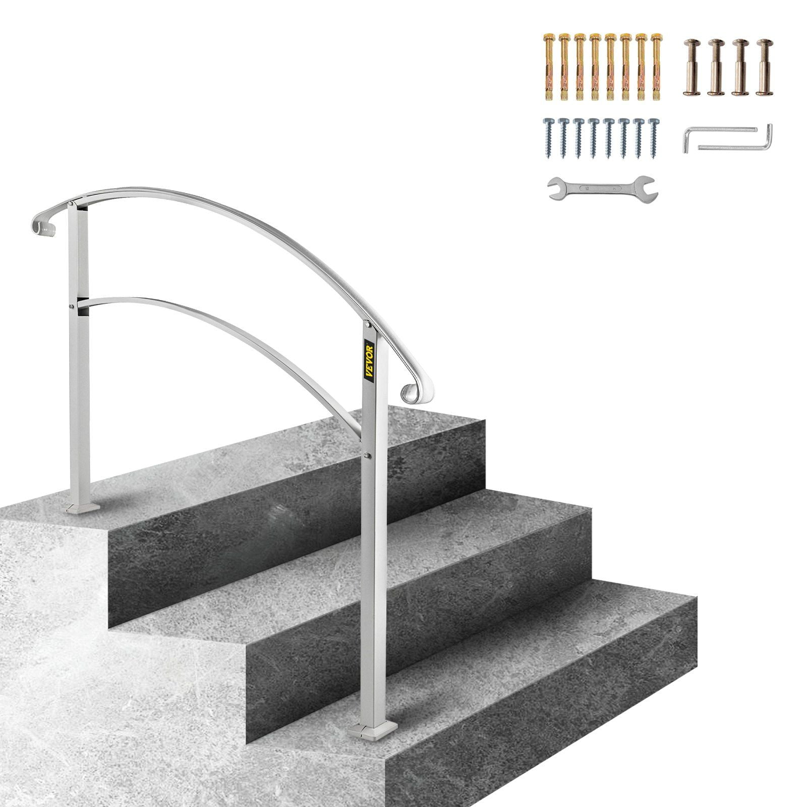 VEVOR Handrails for Outdoor Steps, Fit 1 or 3 Steps Outdoor Stair ...