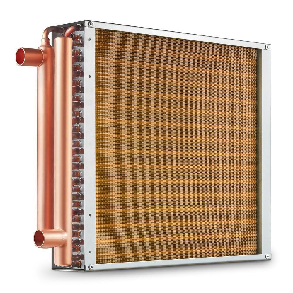 VEVOR Heat Exchanger Water to Air, 16"x 16" with 3-Row 3/8" Copper Ports, 193 Aluminum Fins Heat ...