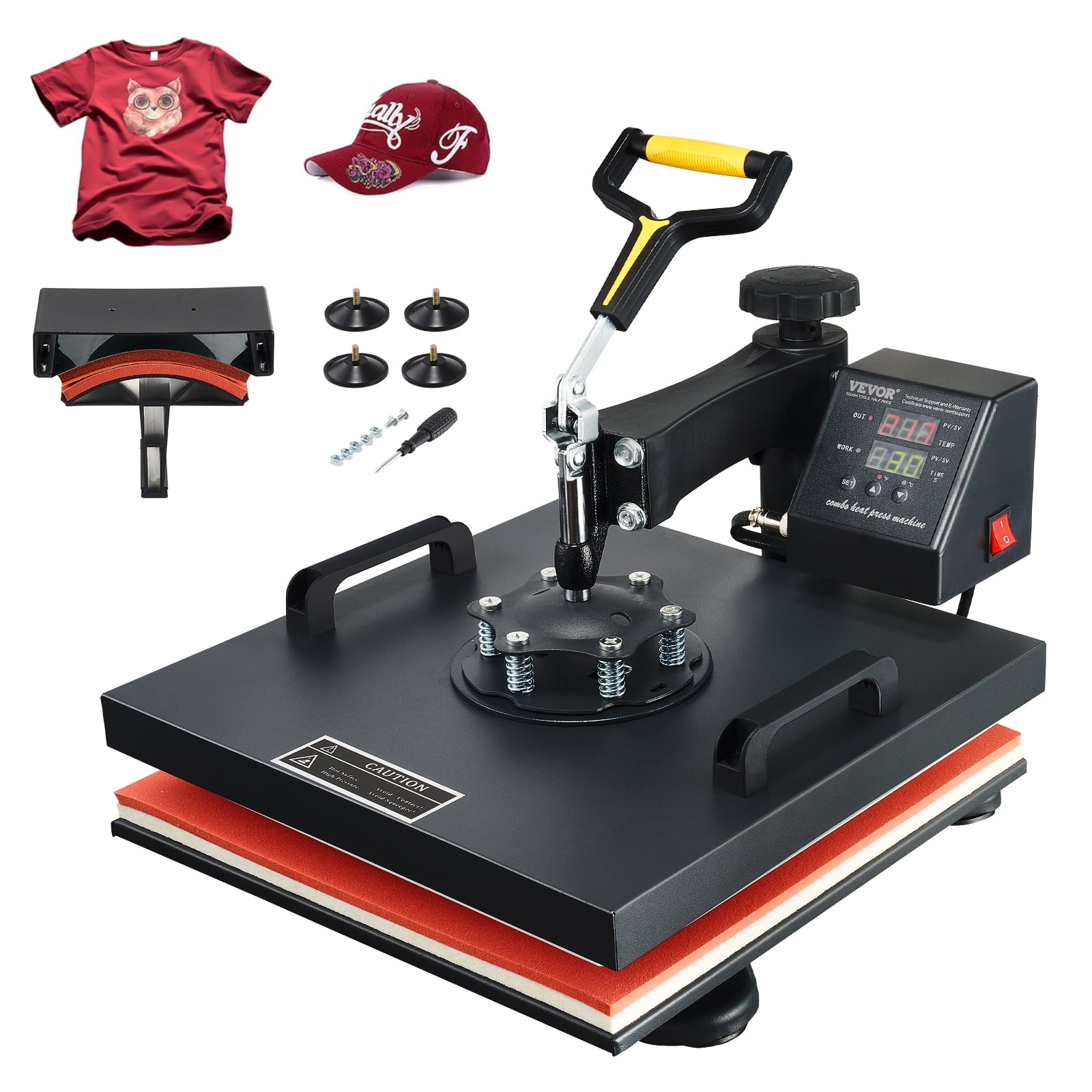 VEVOR Heat Press Machine, 15 x 15 inch, 2 in 1 Heat Transfer Machine ...