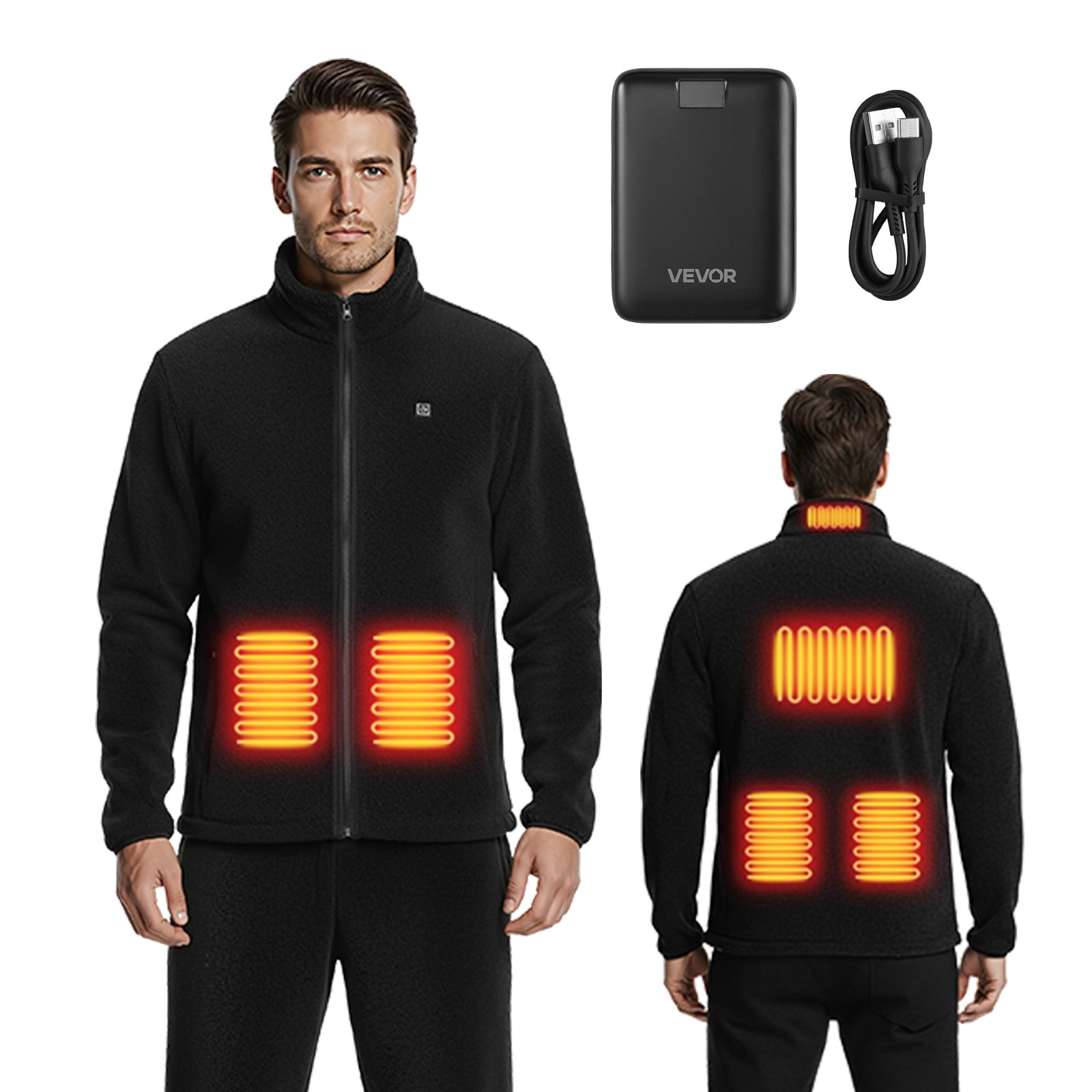 VEVOR Heated Fleece Jacket for Men, Heated Sweatshirt with 7.4V ...