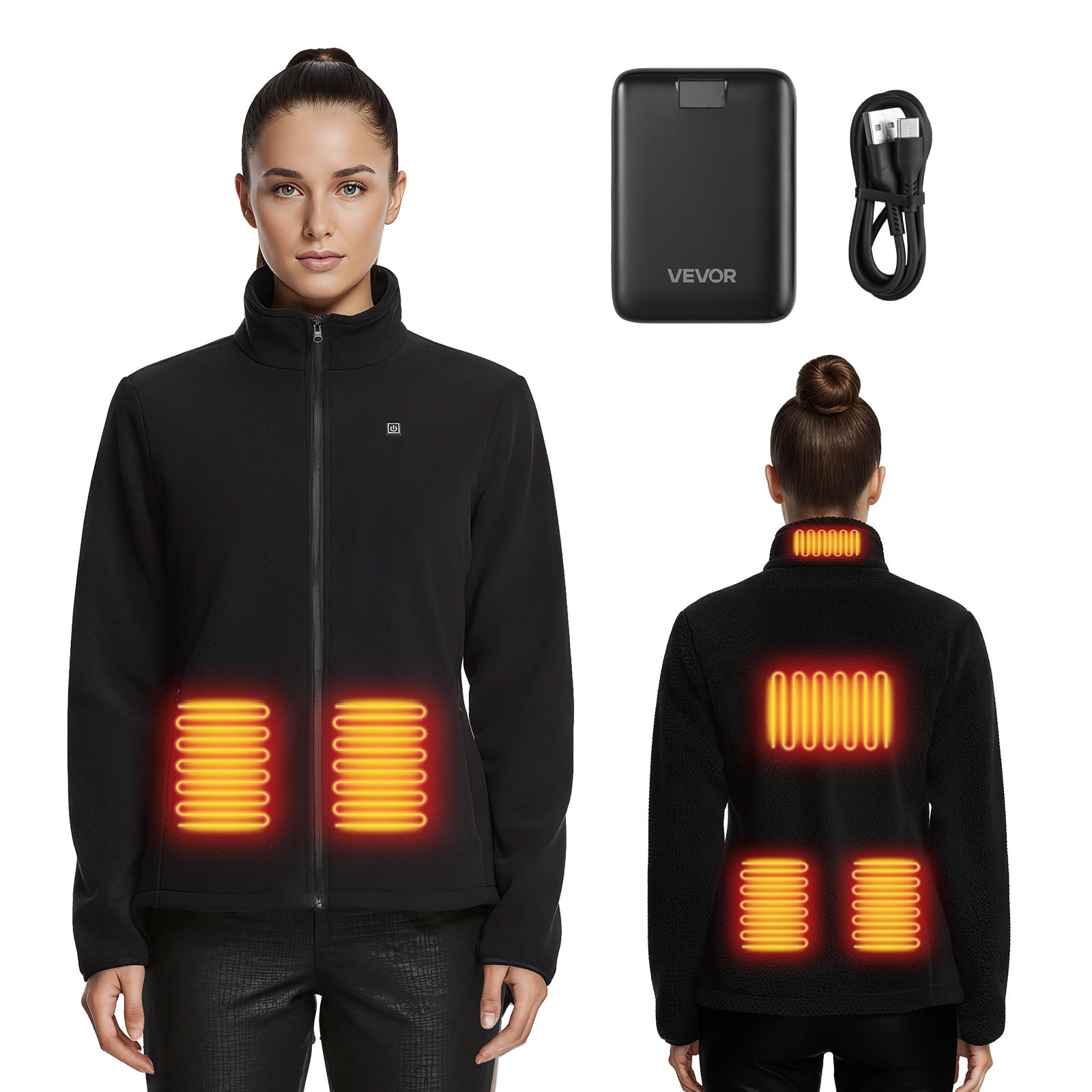 VEVOR Heated Fleece Jacket for Women, Heated Sweatshirt with 7.4V ...
