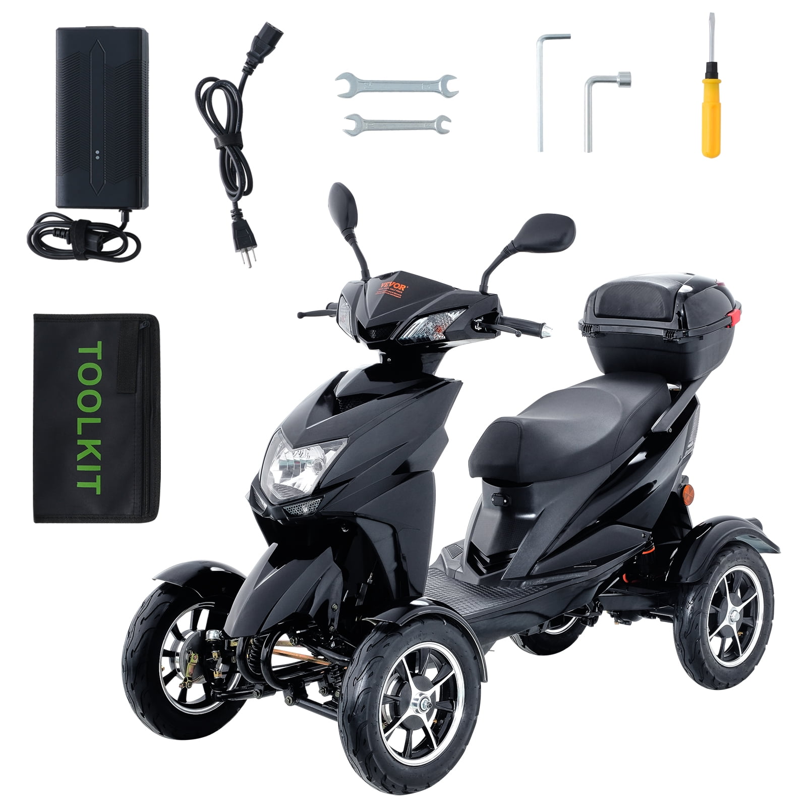 VEVOR Heavy Duty 4-Wheel Mobility Scooters for Seniors & Adults 450lbs ...