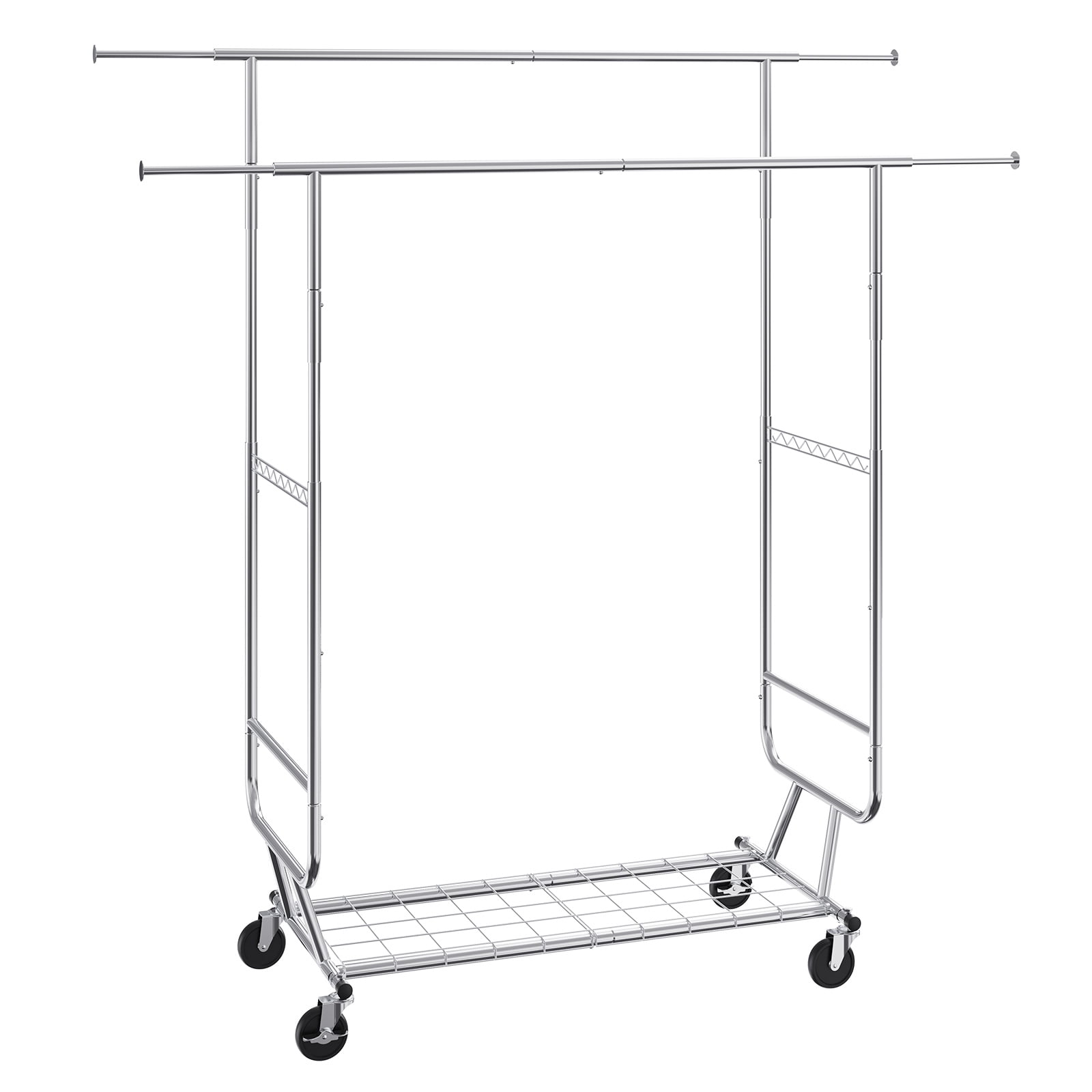VEVOR Heavy Duty Clothes Rack, Double Hanging Rod Clothing Garment Rack ...