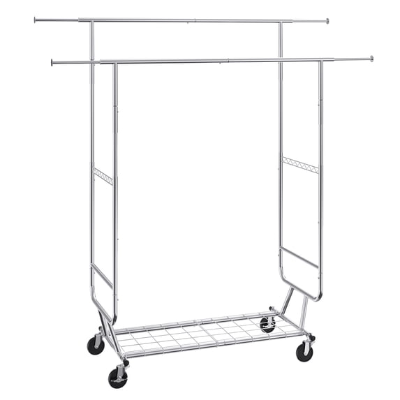 VEVOR Heavy Duty Clothes Rack, Double Hanging Rod Clothing Garment Rack ...