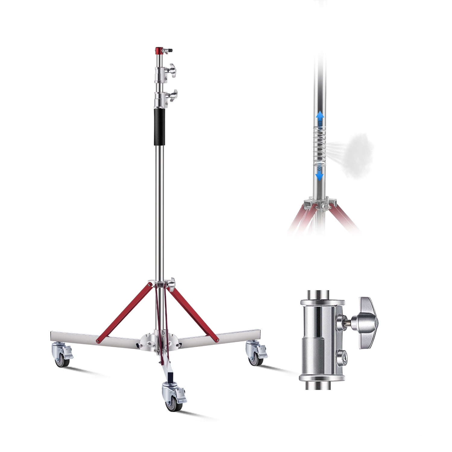 VEVOR Heavy Duty Light Stand with Casters, Max Height 10.5 ft/320 cm ...
