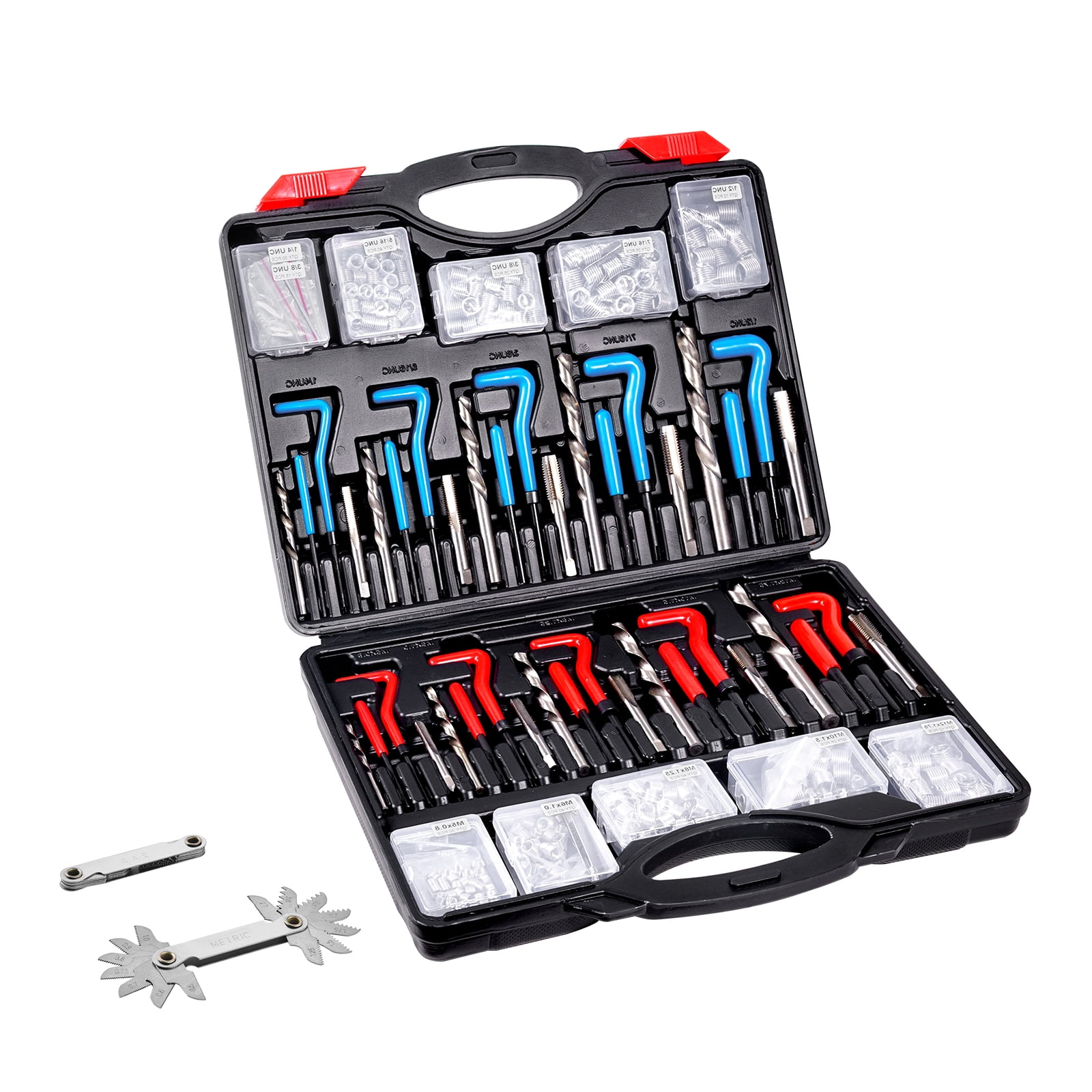 VEVOR Helicoil Thread Repair Kit, 338-Piece SAE and Metric Rethreading Tool Kit, M5, M6, M8, M10 ...