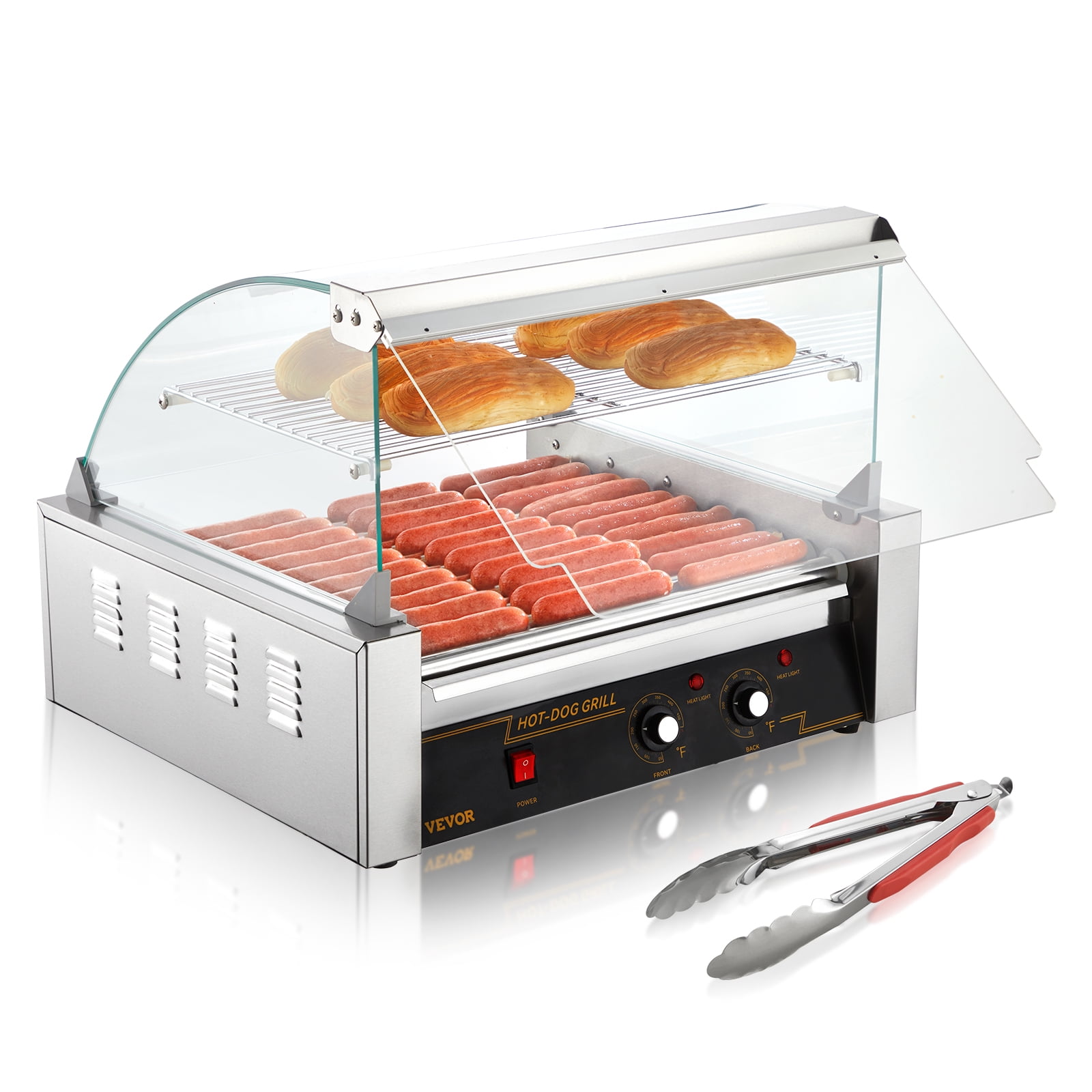 VEVOR Hot Dog Roller,11 Rollers 30 Hot Dogs Capacity, 1650W Stainless ...
