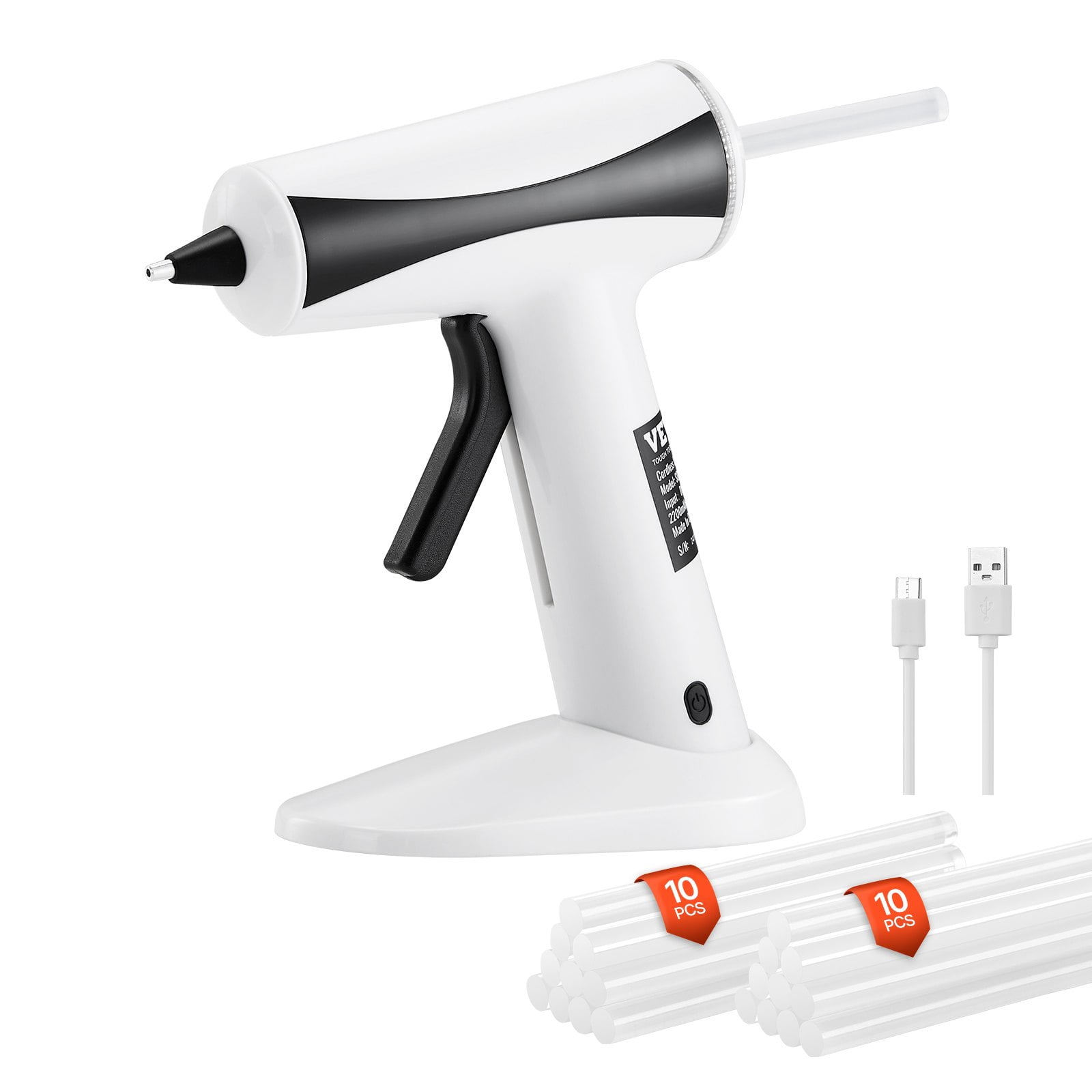 VEVOR Hot Glue Gun, Rechargeable Cordless Glue Gun, Mini Wireless Hot ...