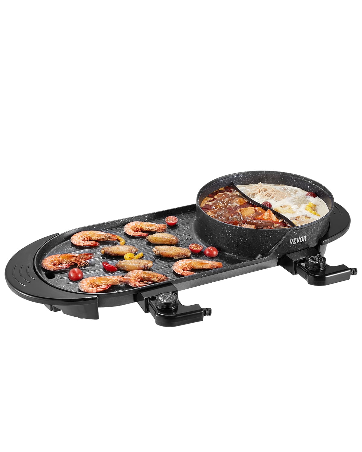 VEVOR Hot Pot with Grill, 2200W 2-in-1 Electric Smokeless Grill and Hot ...