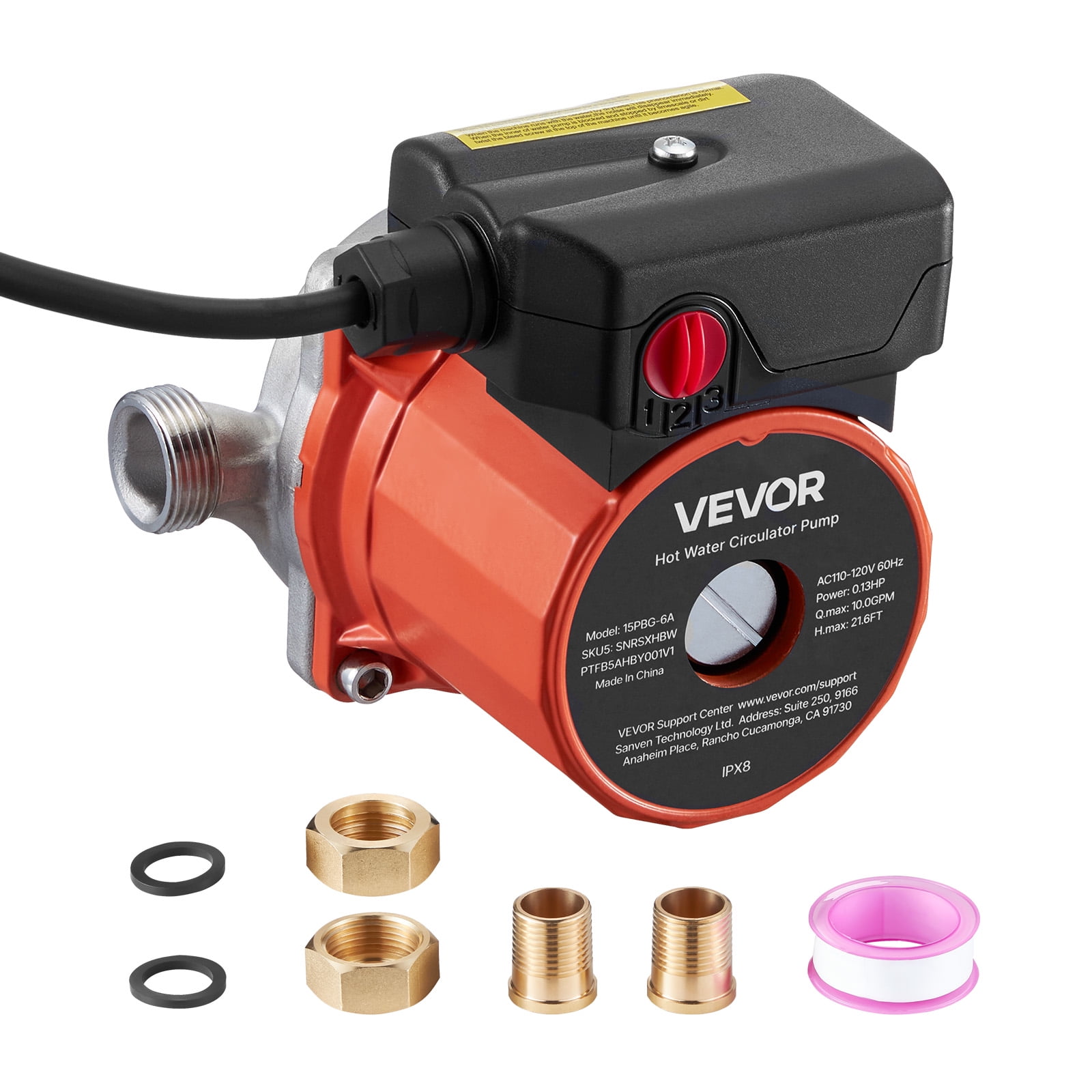 VEVOR Hot Water Recirculating Pump, 10 GPM, Instant Circulation ...
