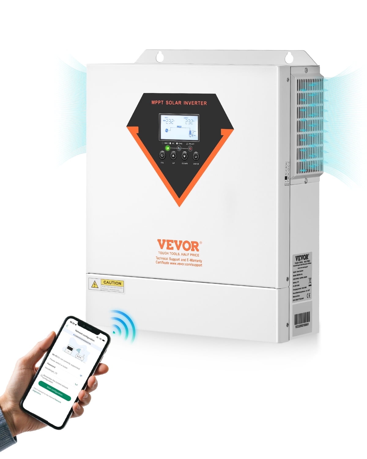 VEVOR Hybrid Solar Inverter, 3500W, All in One Pure Sine Wave Power ...