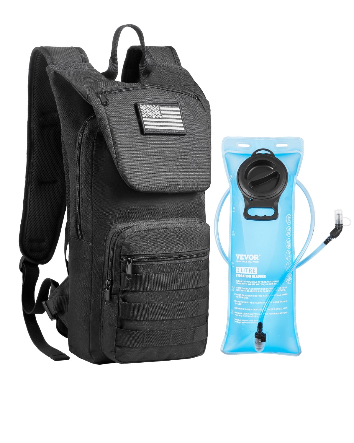 VEVOR Hydration Backpack, Water Backpack with 3L TPU Water Bladder ...