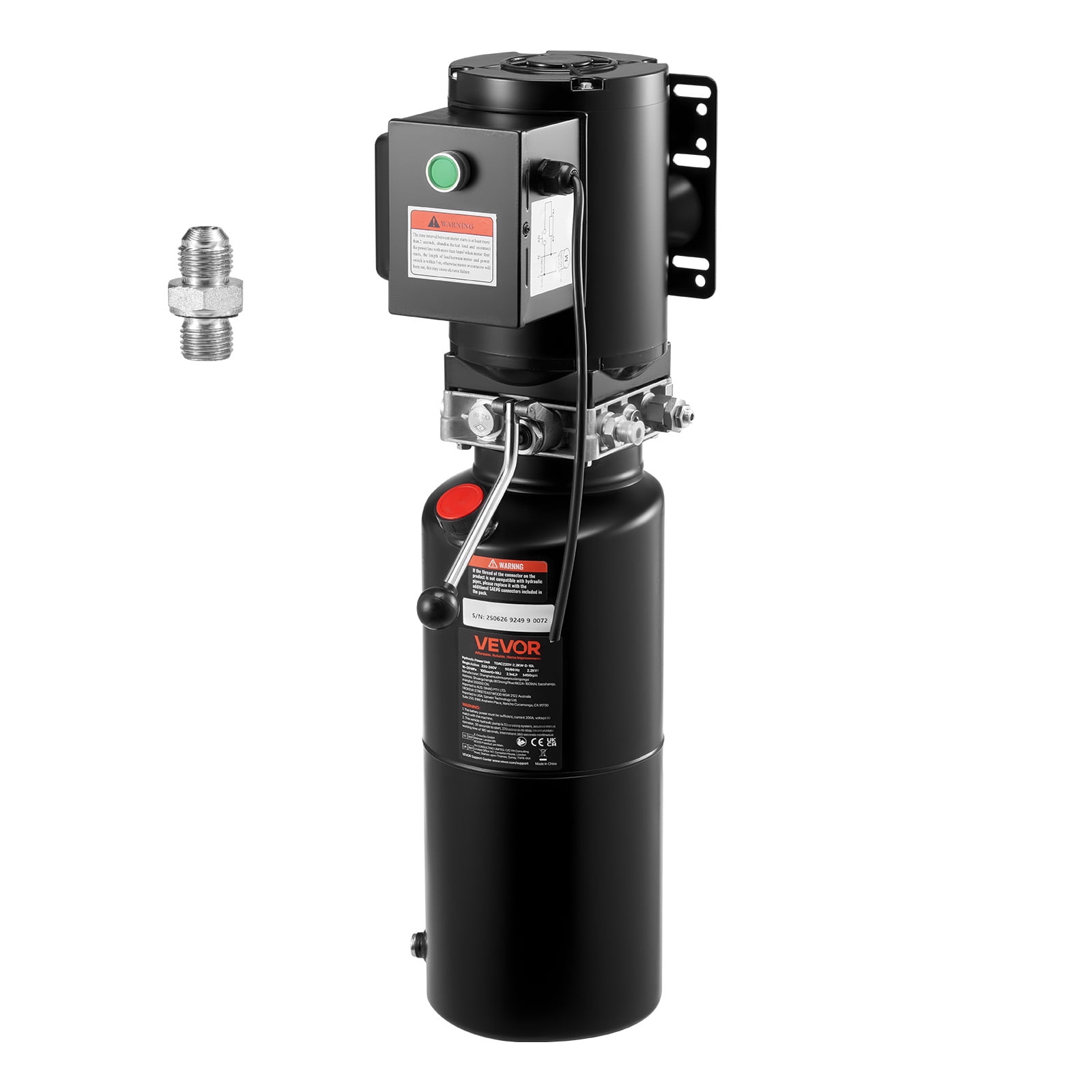 VEVOR Hydraulic Pump Power Unit, AC 220V, 10 Quart Single Acting ...