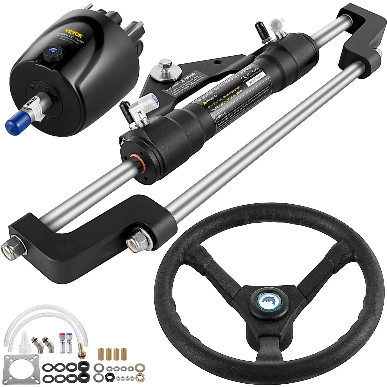 VEVOR Hydraulic Steering Kit 300HP, Hydraulic Boat Steering Kit Helm ...