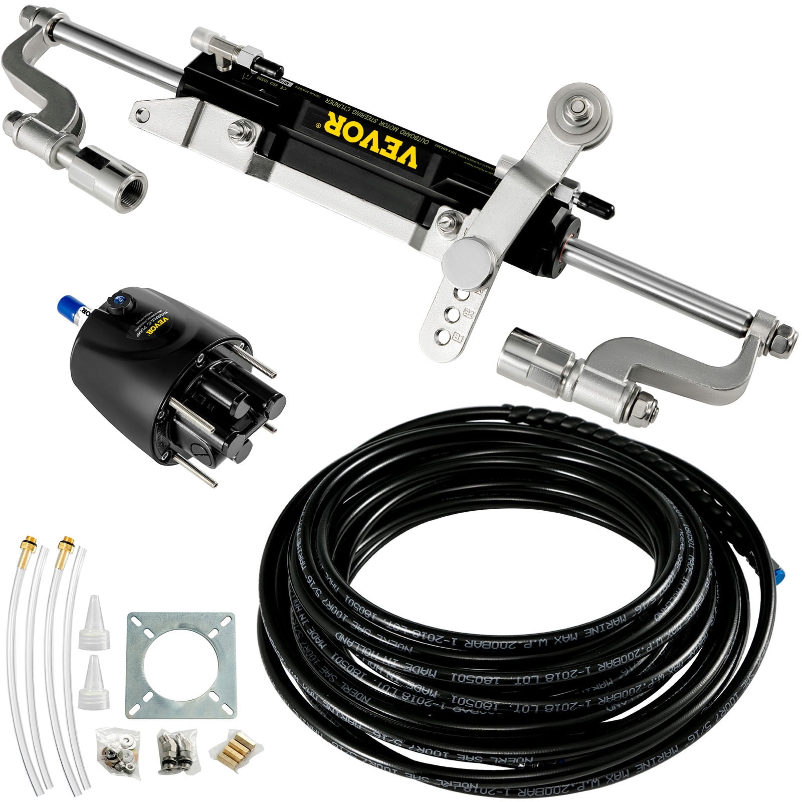 VEVOR Hydraulic Steering Kit 300HP Hydraulic Steering Compact Cylinder ...