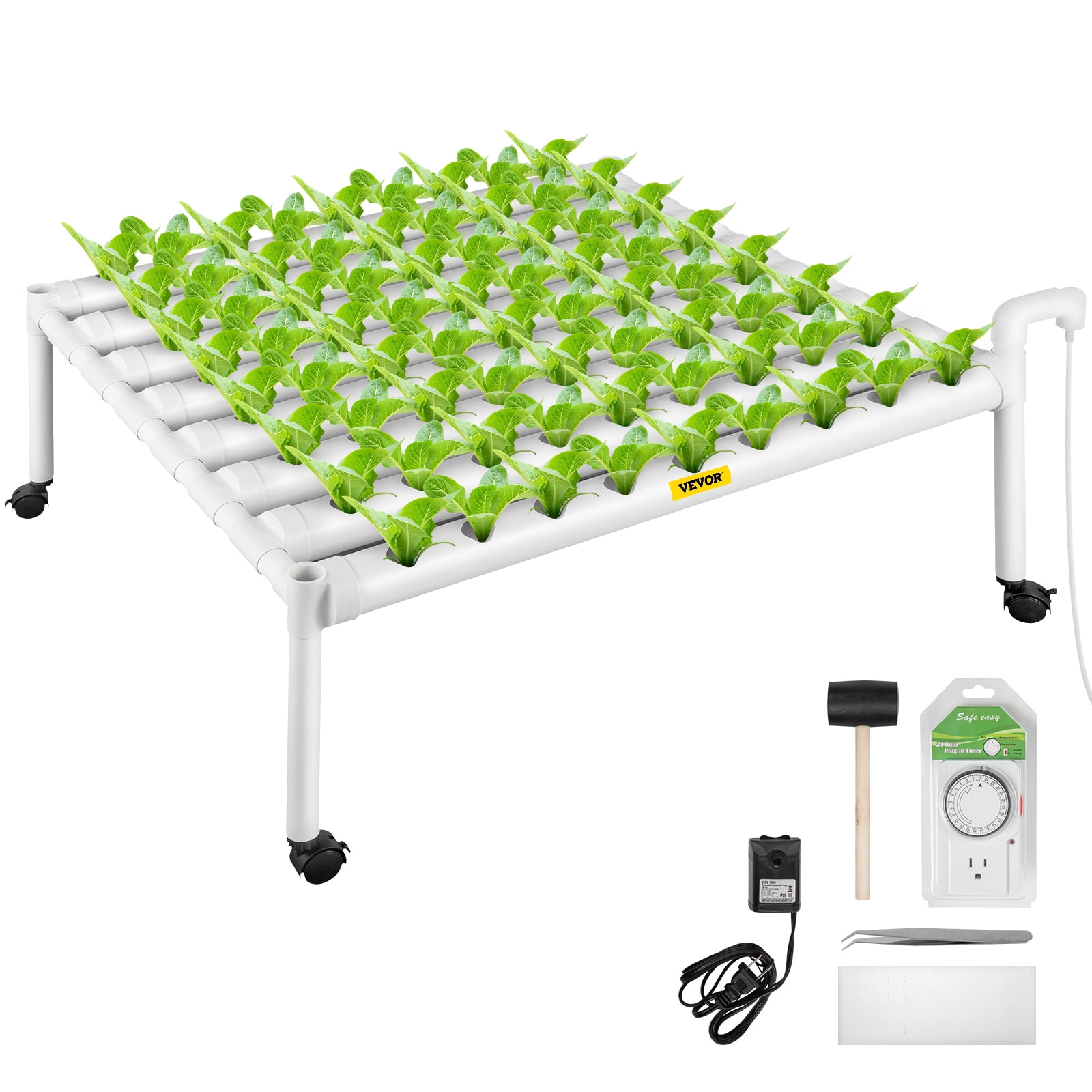 VEVOR Hydroponic Site Grow Kit 1 Layer 72 Plant Sites, 8 PVC Pipes ...