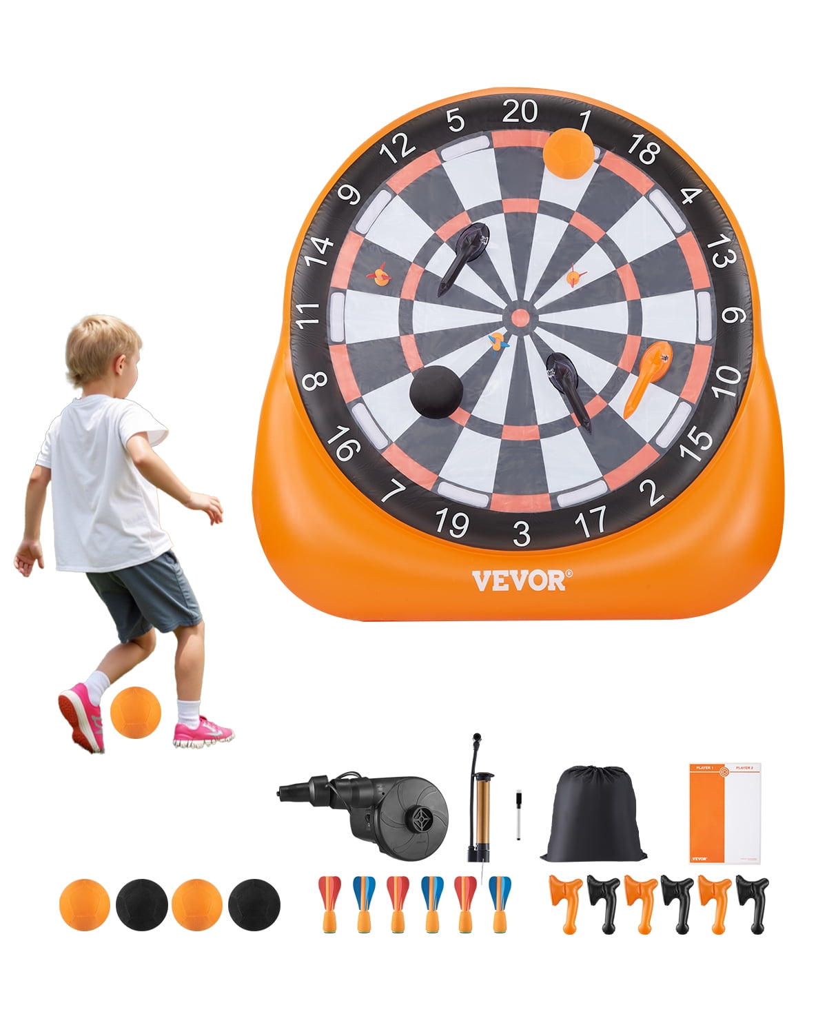 VEVOR Inflatable Soccer Dart Board,over 6 ft High Giant Soccer Dart Board with 4 Kick Balls 6 ...