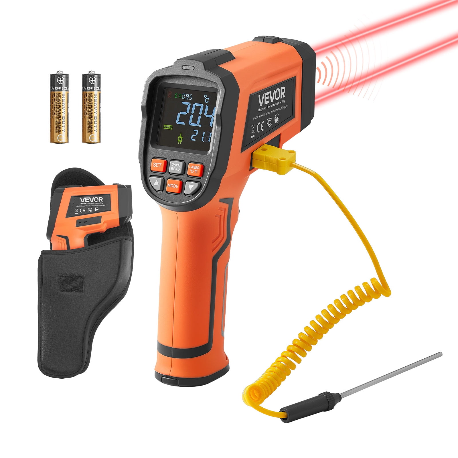 VEVOR Infrared Thermometer, -22℉ to 2192℉ Dual-Mode IR Thermometer Gun ...