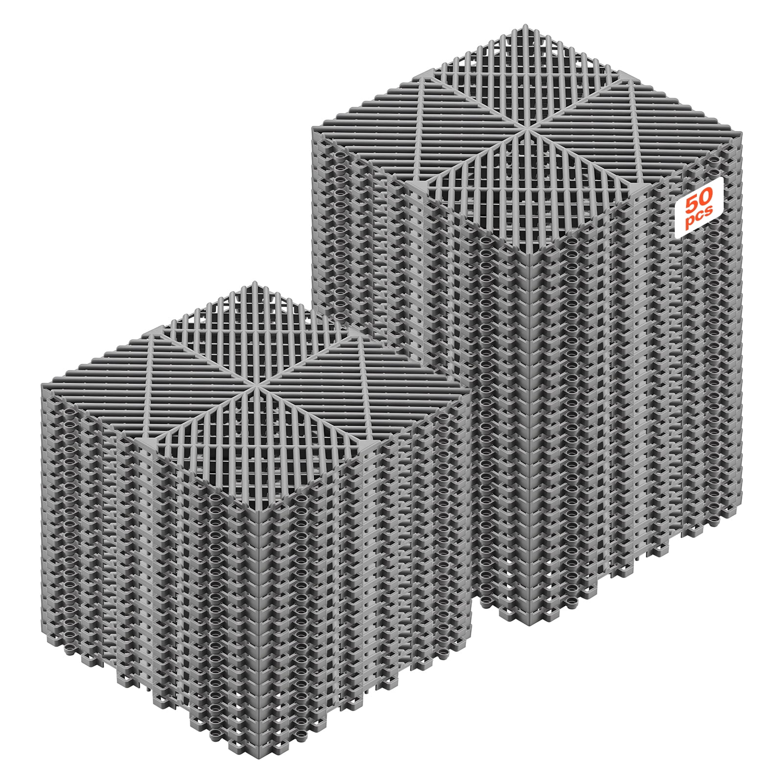 VEVOR Interlocking Drainage Mats, 12" x 12", Modular Garage Flooring ...