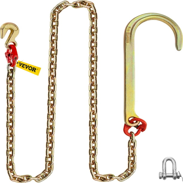 VEVOR J Hook Tow Chain, 5/16in x 6ft Tow Chain Bridle with 15 inch J ...