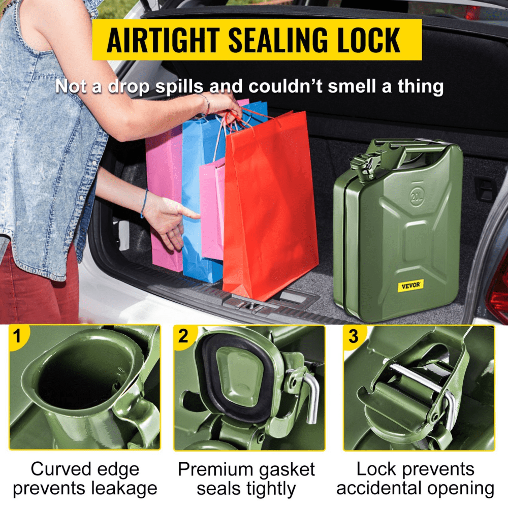 VEVOR Jerry Fuel Can 5.3 Gallon 20L Portable Gas Can Flexible Spout ...