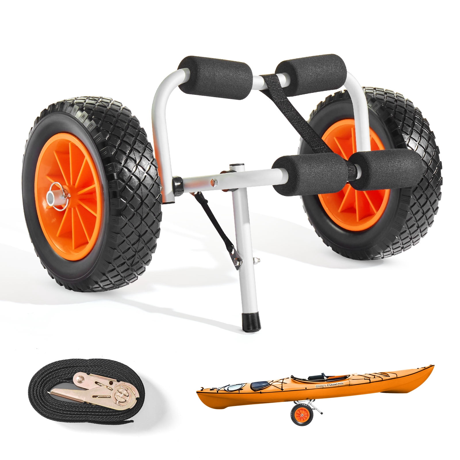 VEVOR Kayak Cart, 200 lbs Load Capacity, Foldable Kayak Trolley with 10 ...