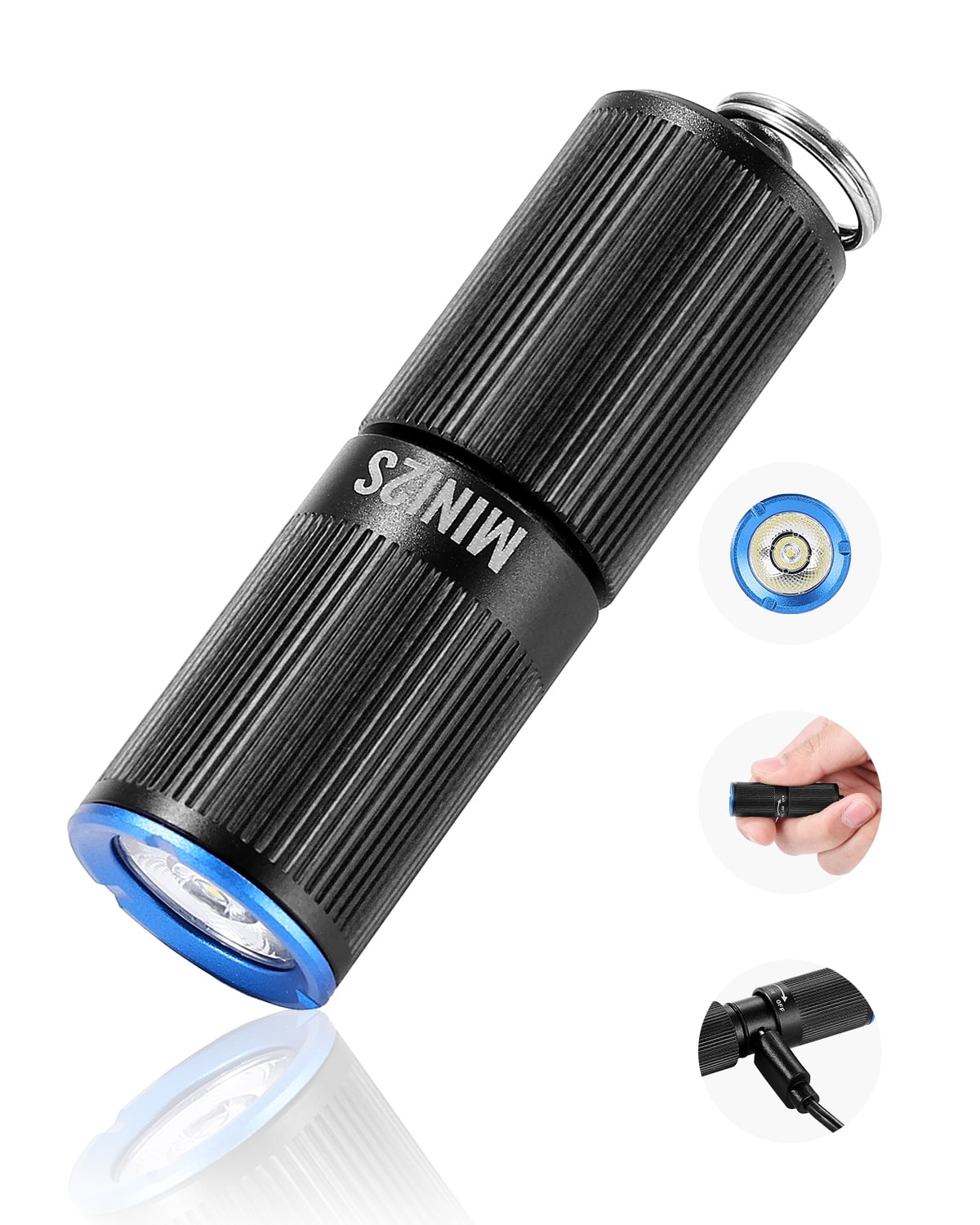 VEVOR Keychain Flashlight, Rechargeable Mini LED Flashlight,200 High ...