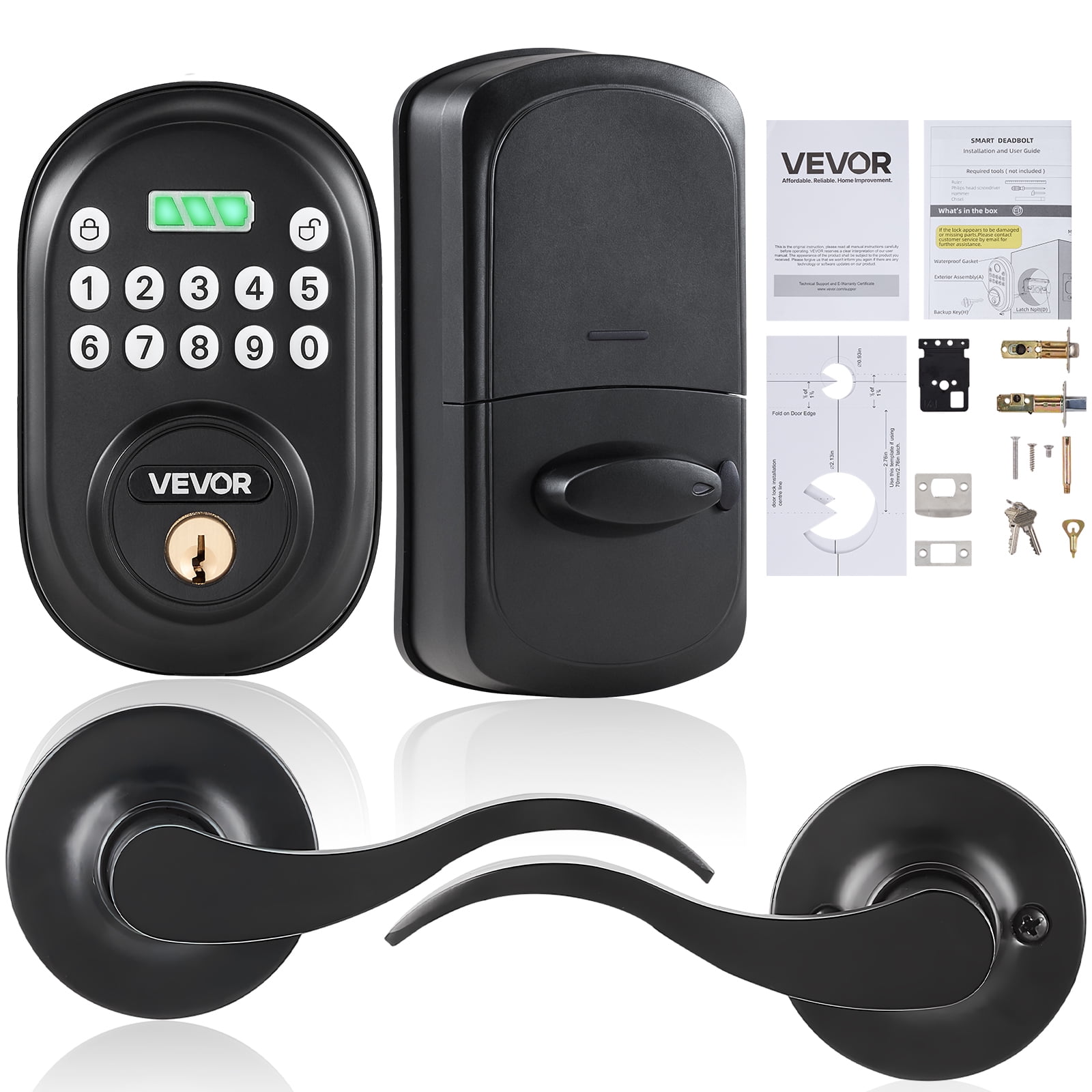 VEVOR Keyless Entry Door Lock with Handle, Electronic Keypad Entry ...