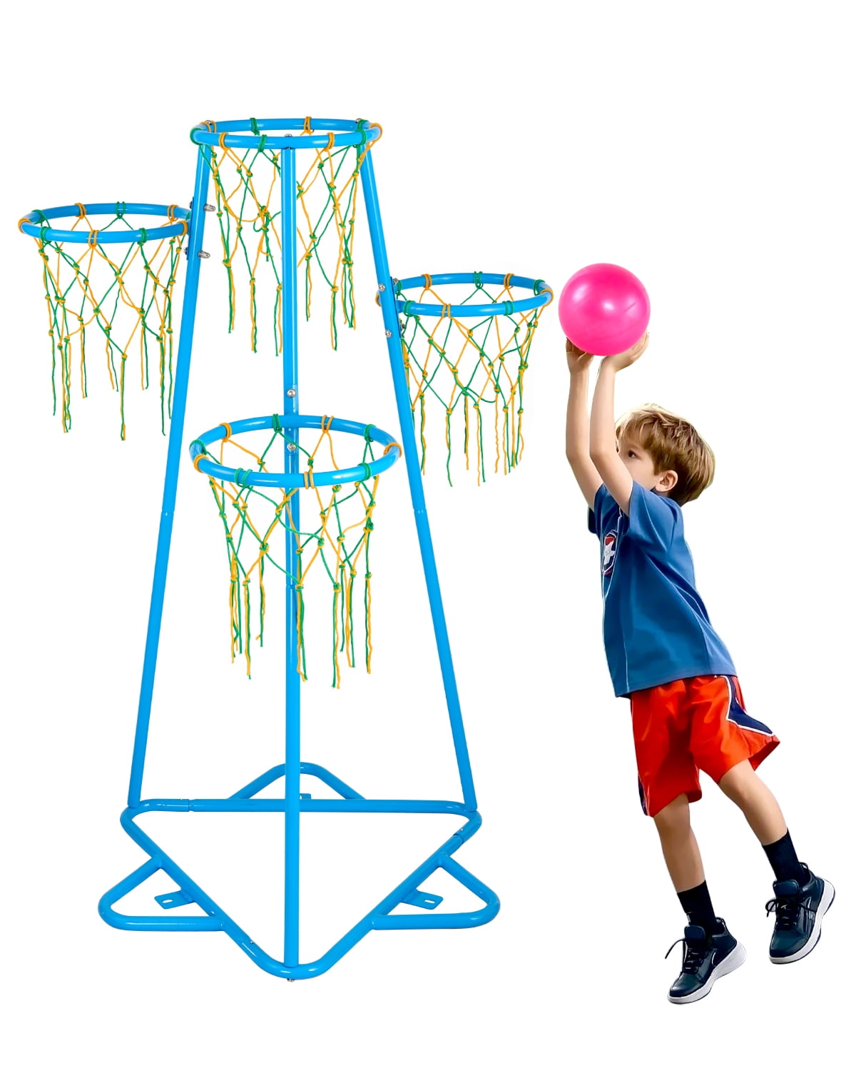 VEVOR Kids Basketball Hoop, 4-Hoop Child Basketball Hoops, Portable ...
