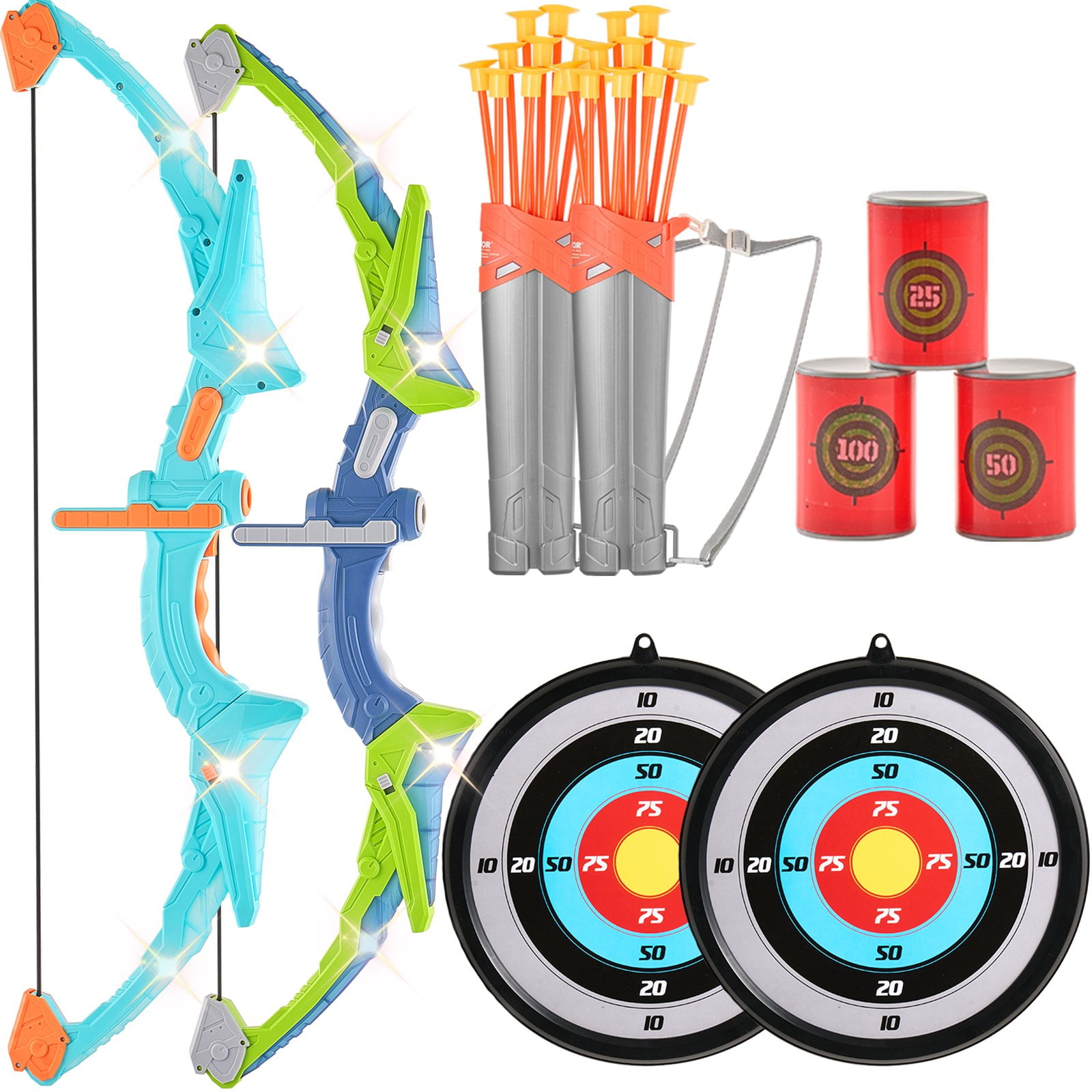 VEVOR Kids Bow and Arrow Set, 2 Pack LED Light Up Archery Set with 20 ...