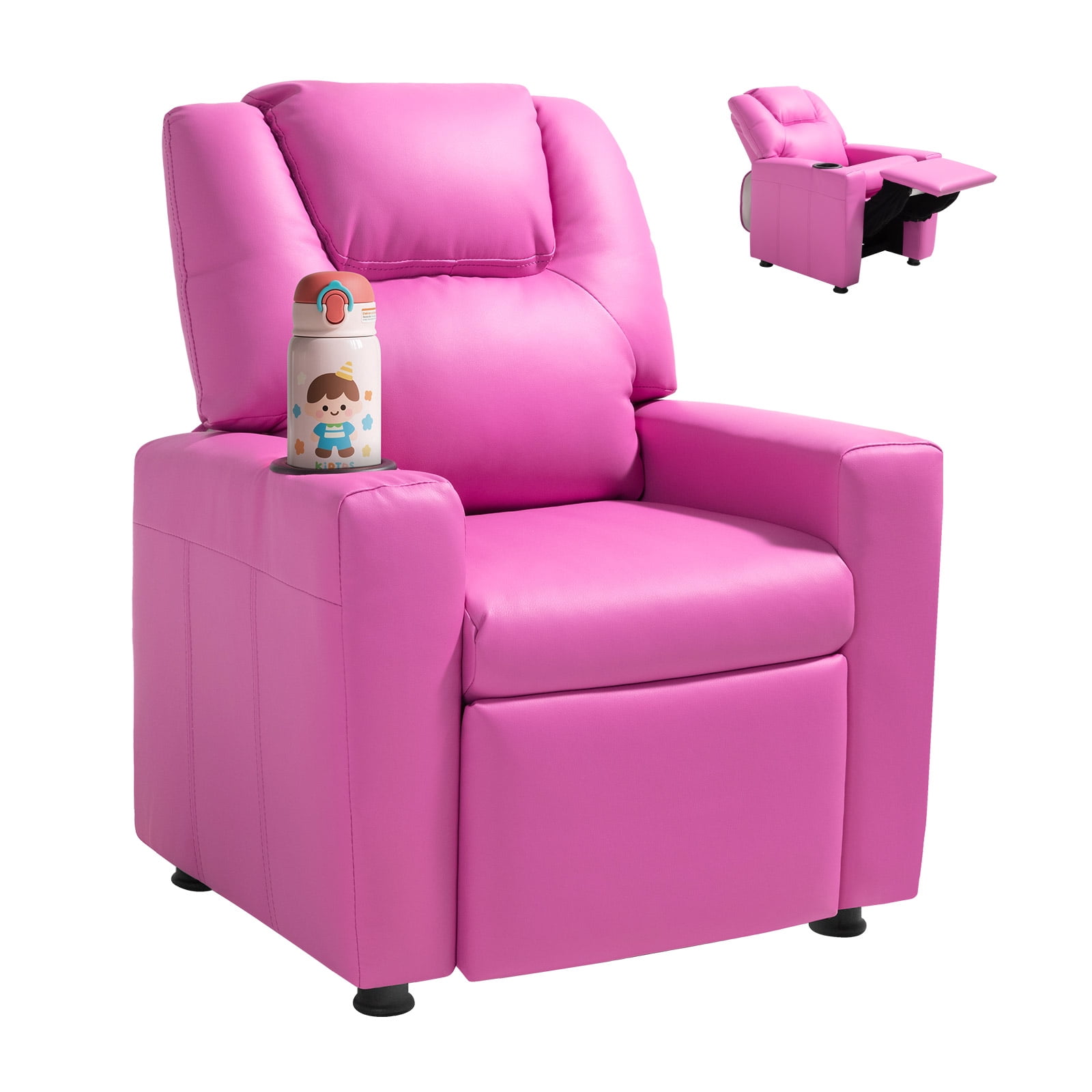 VEVOR Kids Reclining Chair, Toddler Recliner with Cup Holder, 101° to ...