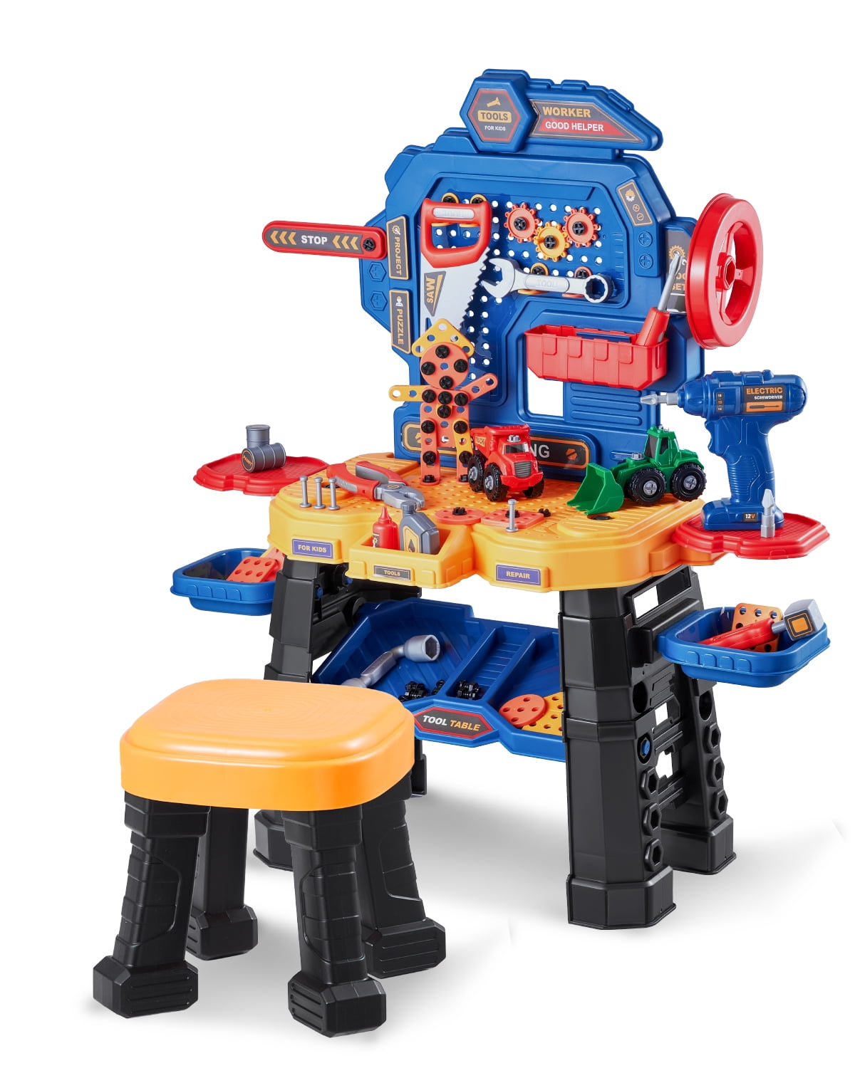 VEVOR Kids Workbench, 181 pcs, Kids Tool Bench with Realistic Tools and ...