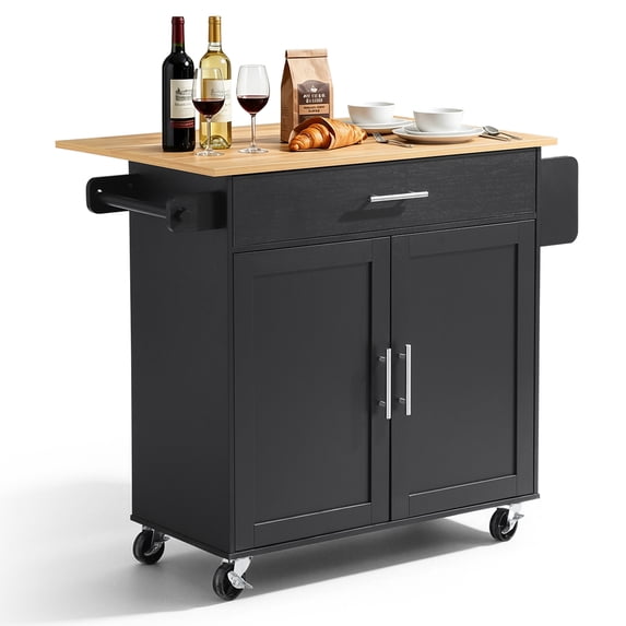 VEVOR Kitchen Island Cart with Storage, 42.28 in Wide Mobile Rolling ...