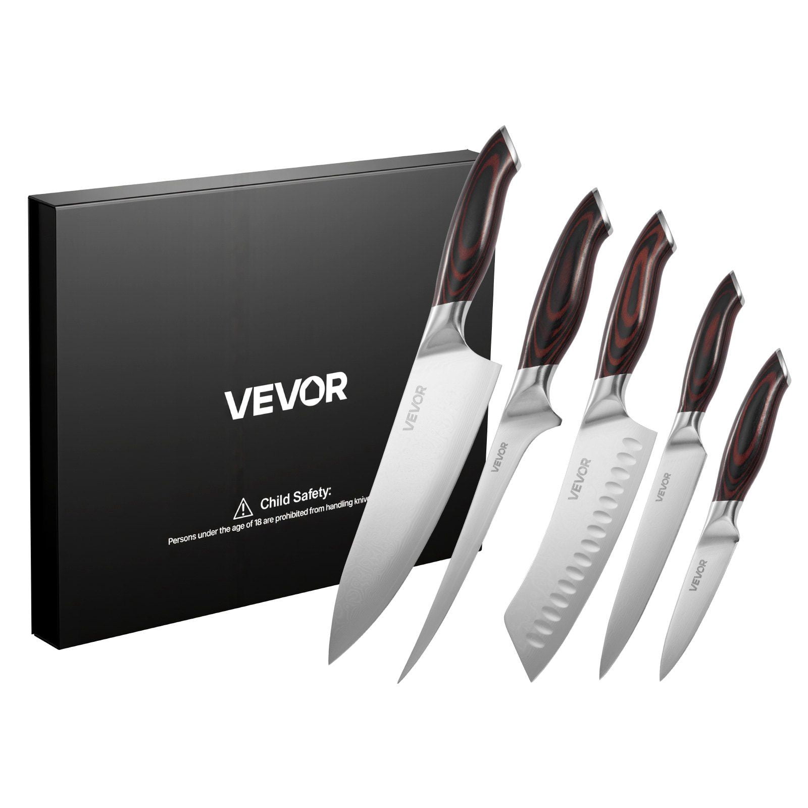 VEVOR Kitchen Knife Set, 5 Piece High Carbon Stainless Steel Sharp ...