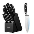 VEVOR Kitchen Knife Set with Block and Sharpener, 15 Piece High Carbon ...
