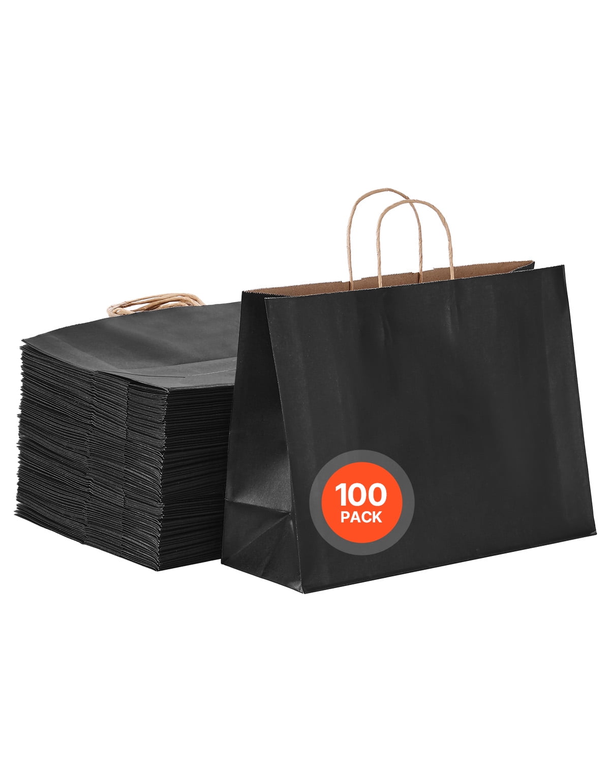 VEVOR Kraft Paper Bags with Handles, 100Pcs 16 x 6 x 12 in, Large Paper ...