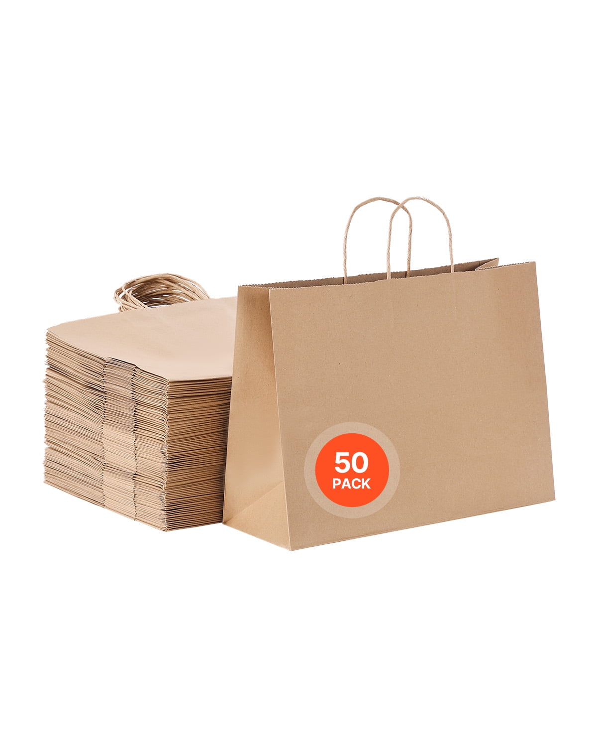 VEVOR Kraft Paper Bags with Handles, 50Pcs 16 x 6 x 12 in, Large Paper ...