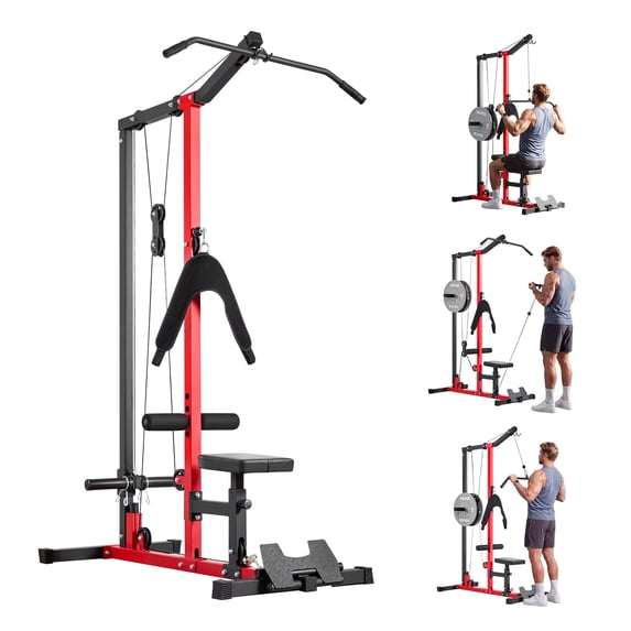 VEVOR LAT Pull Down Machine, 3-in-1 Row Cable Machine, Cable Machines ...
