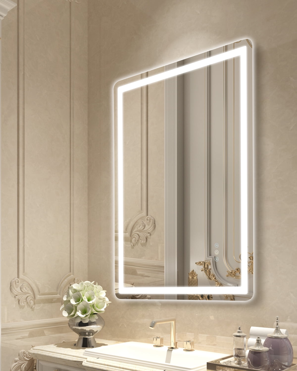 VEVOR LED Bathroom Mirror, 28" x 36" LED Bathroom Vanity Mirror with ...