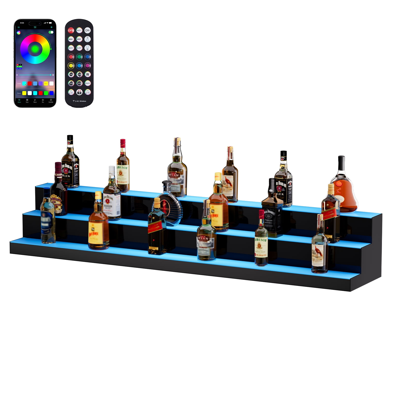 VEVOR LED Lighted Liquor Bottle Display, 3 Tiers 60 Inch Commercial ...