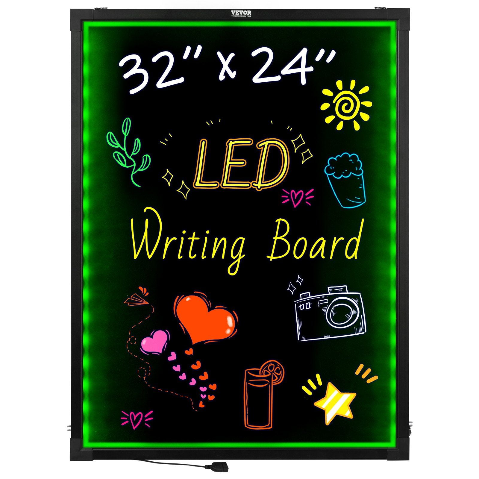 VEVOR LED Message Writing Board, 32"x24" Illuminated Erasable Lighted ...