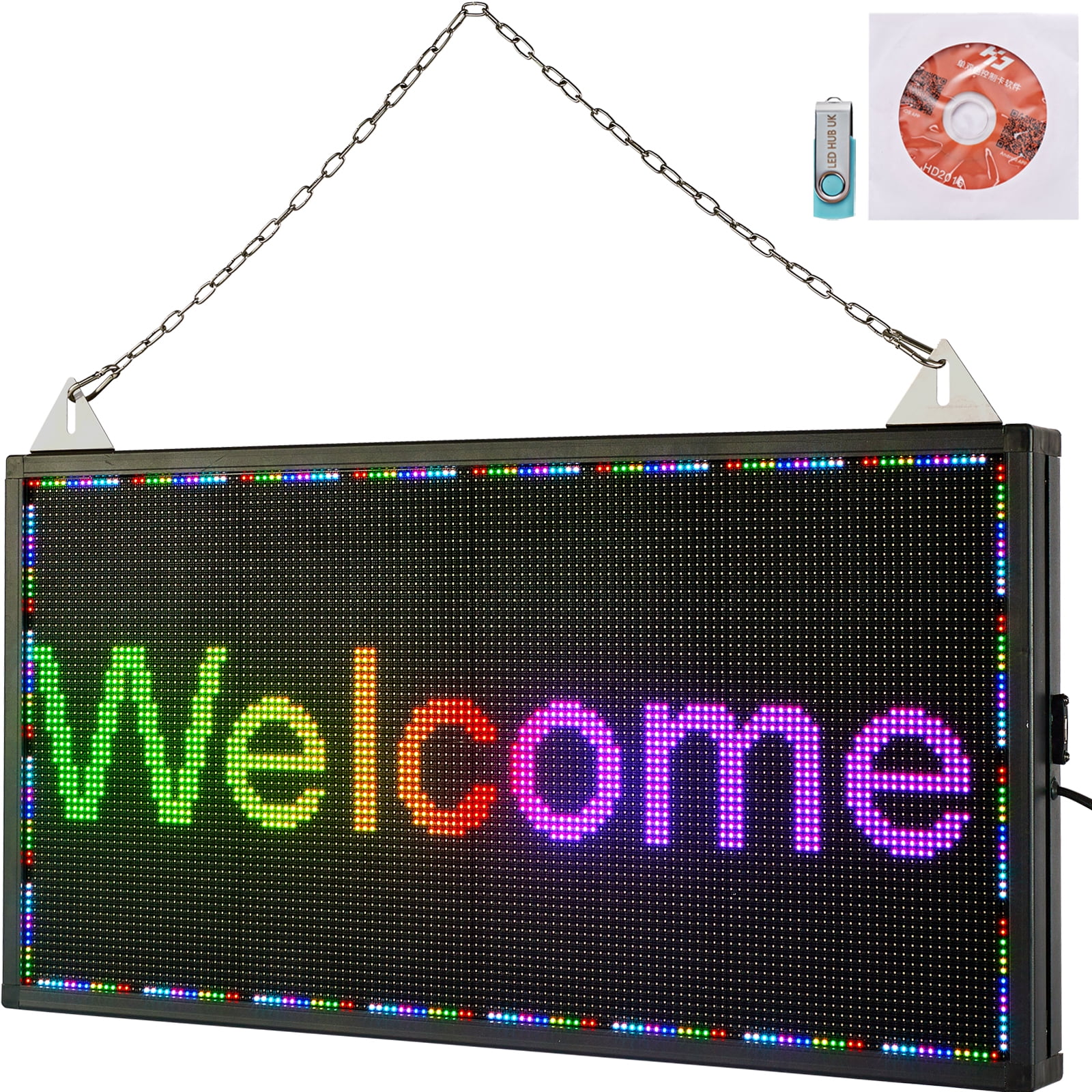 VEVOR LED Scrolling Sign, 27" x 14" WiFi & USB Control P5 Programmable ...