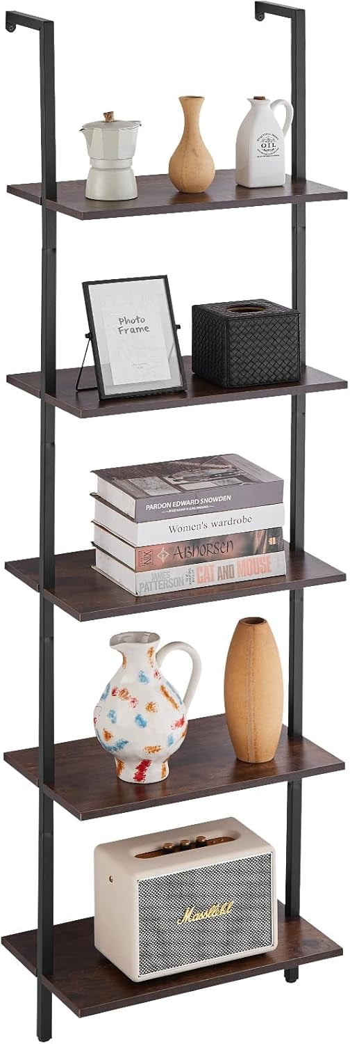 VEVOR Ladder Shelf, 5-Tier Bookshelf 17.3x11.8in, Open Wall-Mounted ...