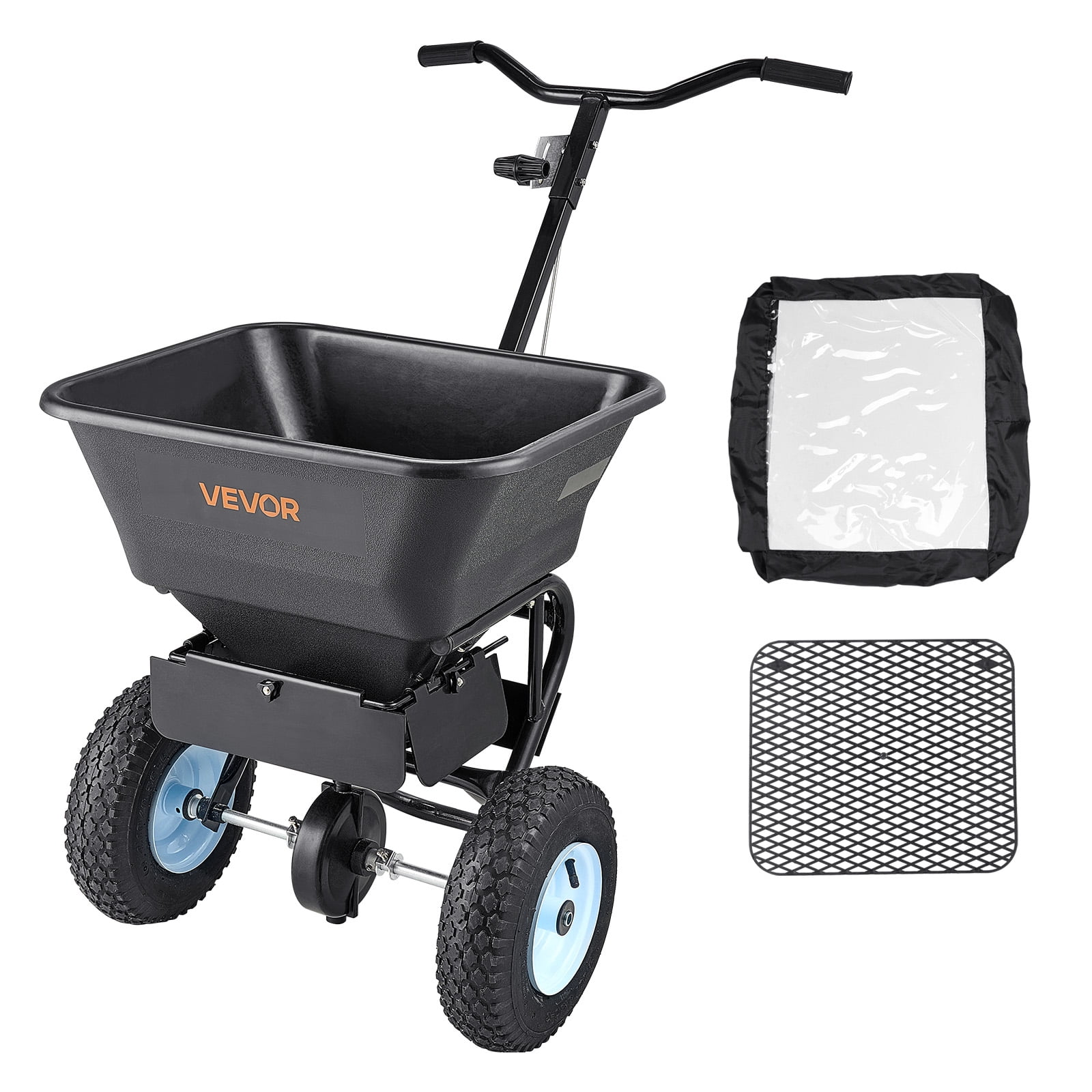 VEVOR Lawn Spreader, 100LBS Capacity, Walk-Behind Push Spreader, 0-9 ...