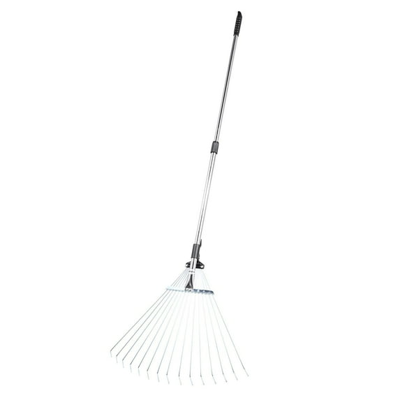VEVOR Leaf Rake, 15 Metal Tines, Adjustable Garden Rake for Lawns with ...