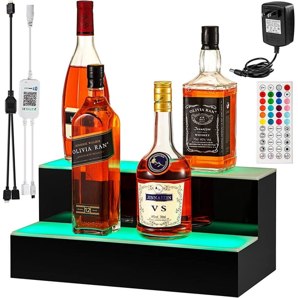 VEVOR Lighted Liquor Bottle Display Shelf 20-inch，LED Bar Shelves for ...